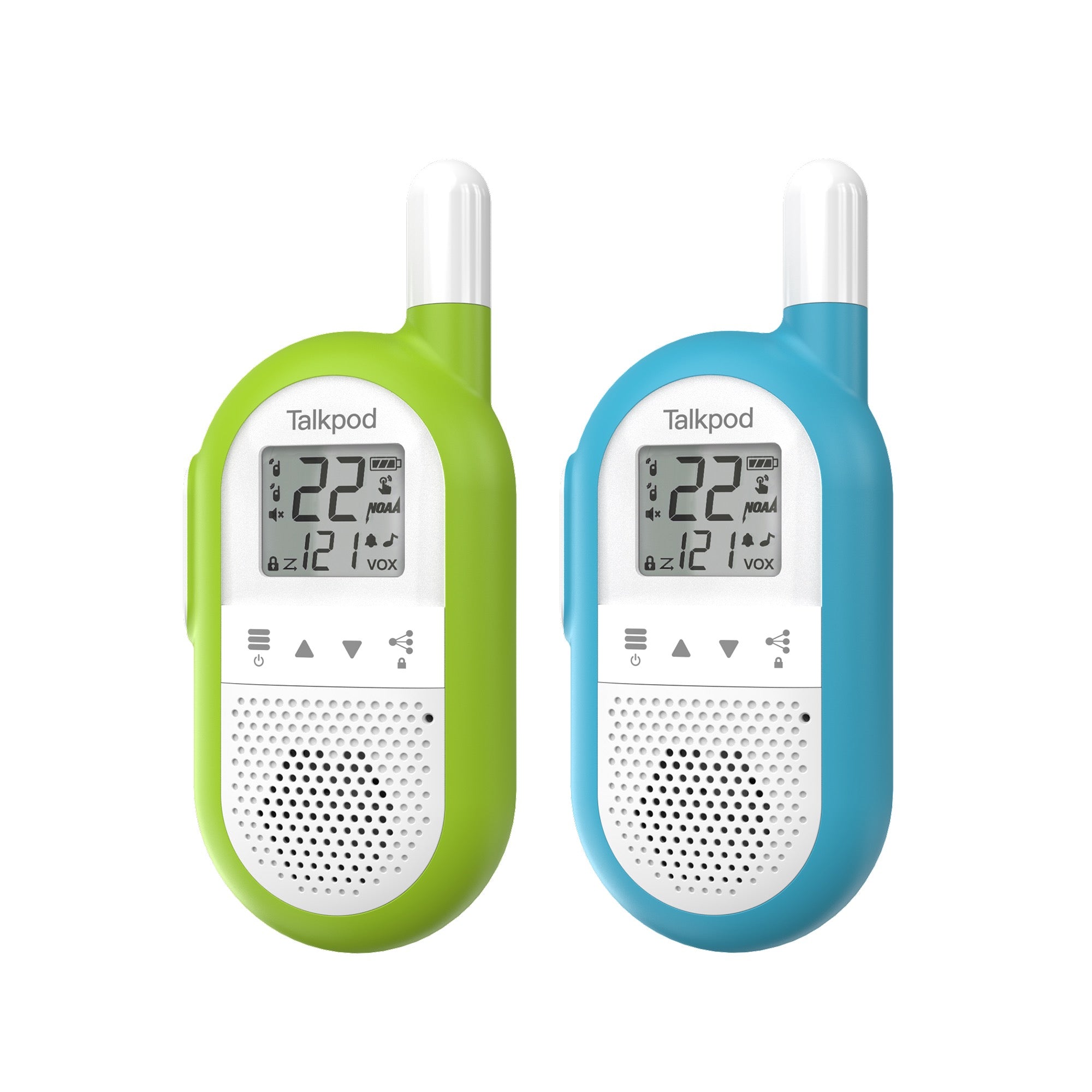 Talkpod F40 FRS Family Walkie Talkies (Dual Pack) Bright Blue/Green/Or